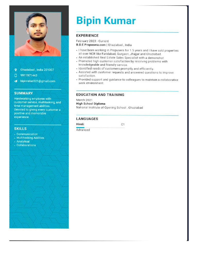 Bipin Resume PDF | PDF