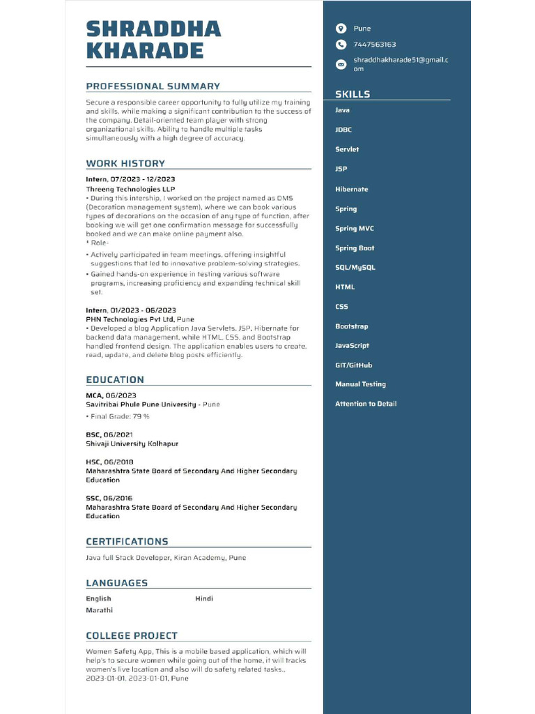 Shraddha Resume 2 | PDF