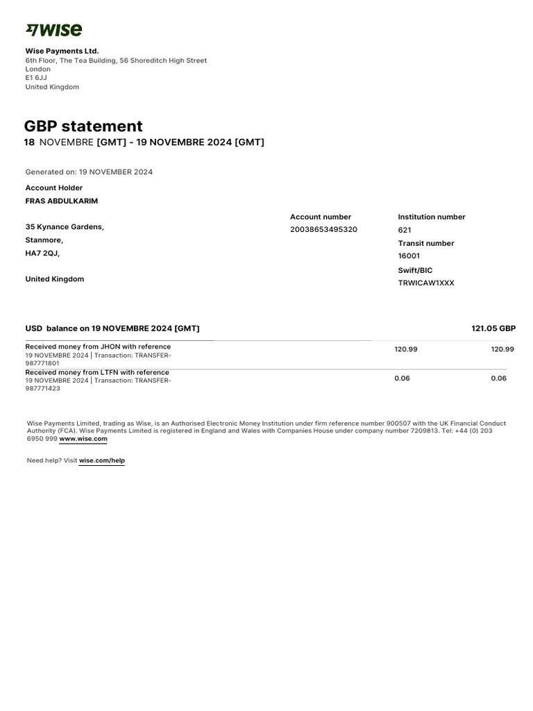 Statement 17587117 GBP | PDF