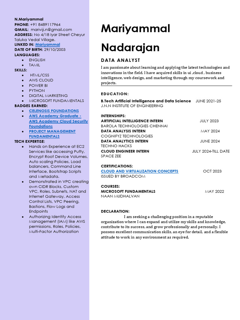 Mari resume | PDF | Cloud Computing | Amazon Web Services