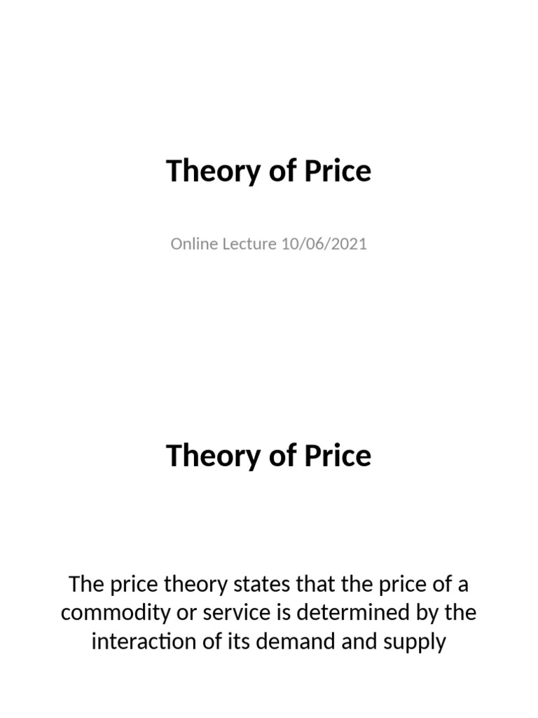 Theory of Price | PDF