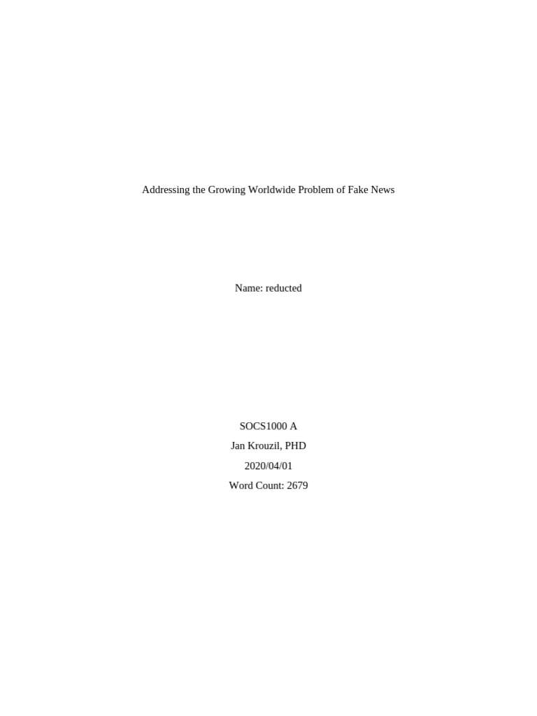 1000 2020-21 Research Report On Fake News - Benjamin Black | PDF ...