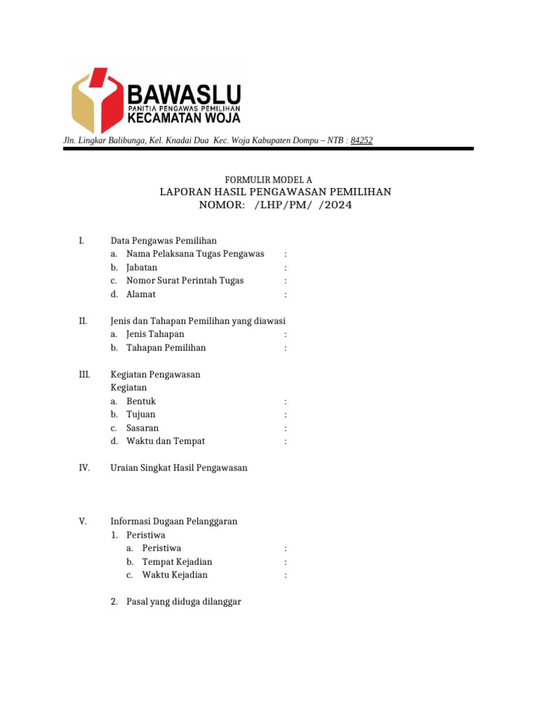 LHP Formulir Model A | PDF