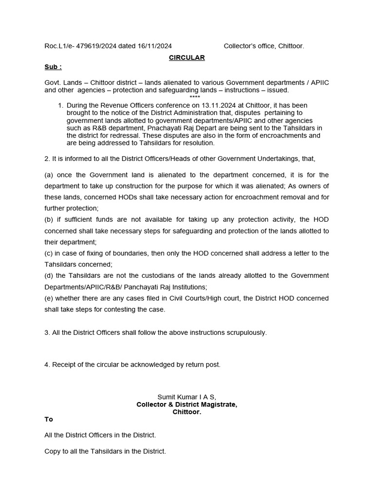 Chittoor District Government Land Protection | PDF