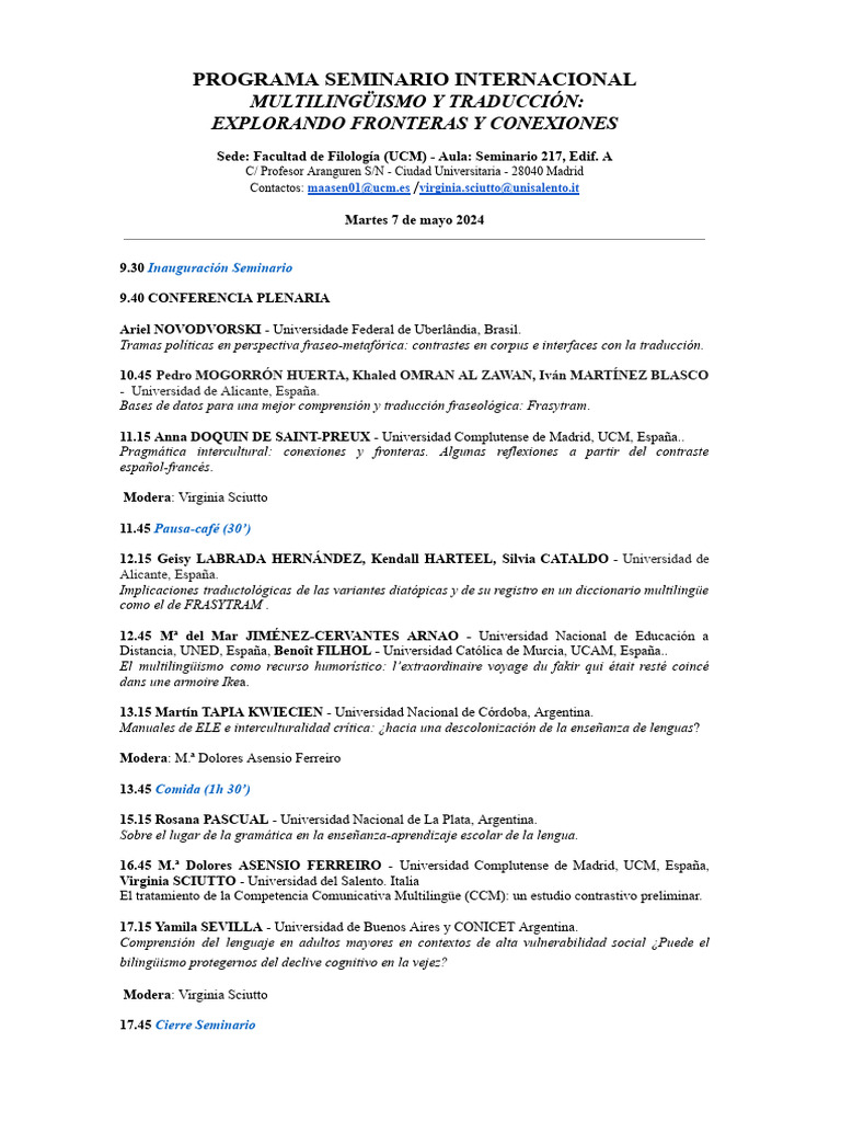 I Seminario Internacional de Postgrado en Traducción | PDF ...