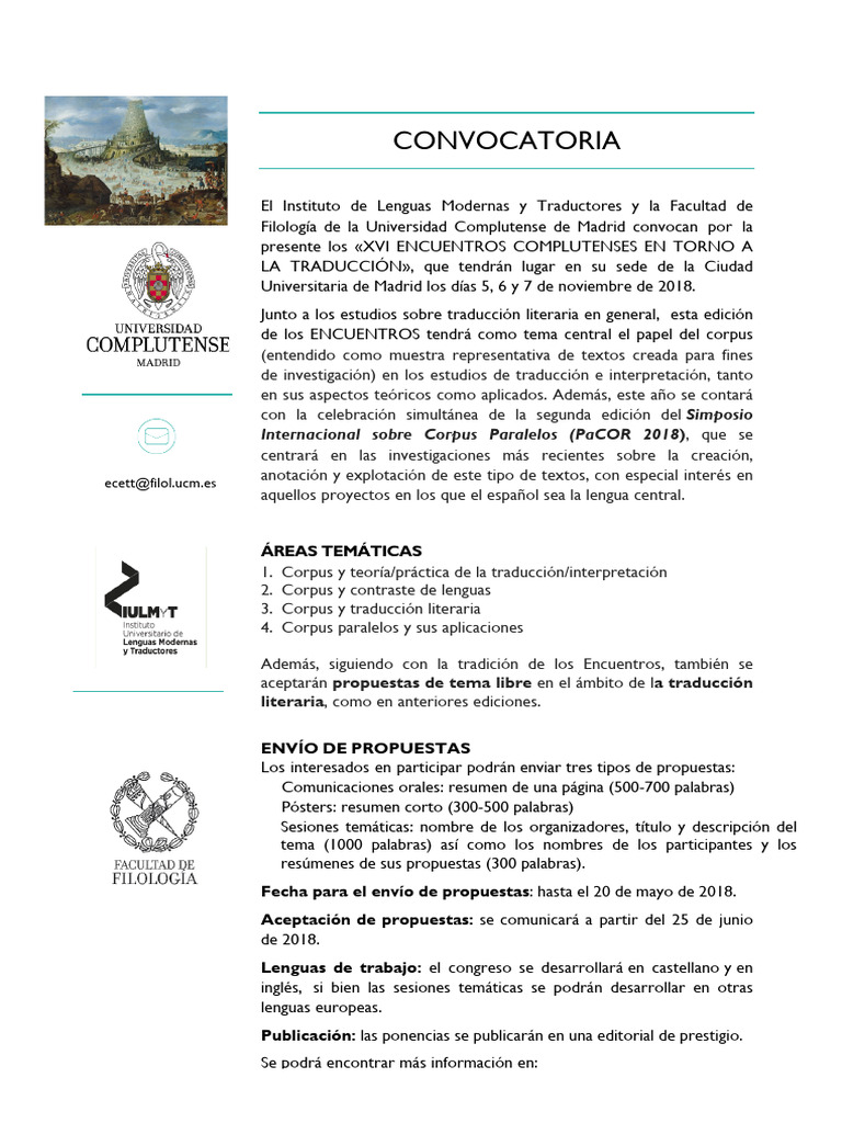 Convocatoria XVIEncuentros | PDF | Traducciones | Lingüística