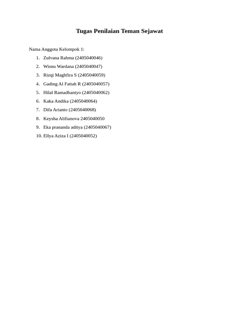 Presentasi 5 (Materi 1) - Tugas Penilaian Teman Sejawat | PDF