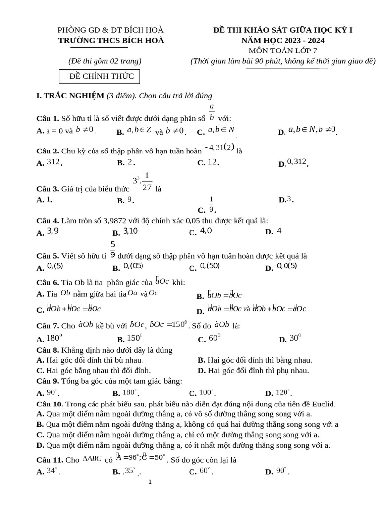 Đề 01 - thuy vu | PDF