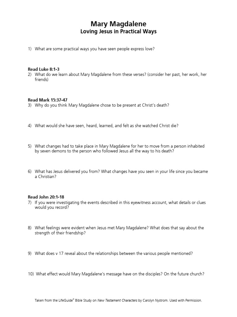 Mary Magdalene Bible Study | PDF