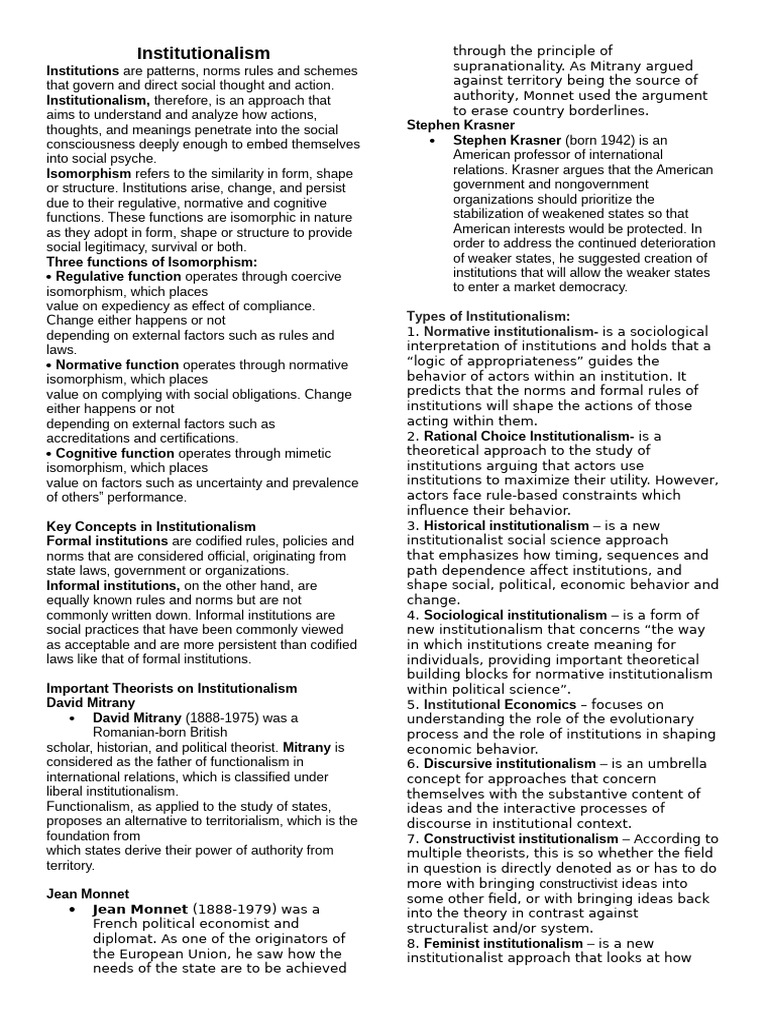 Institutionalism | PDF | Institution | Institutional Economics