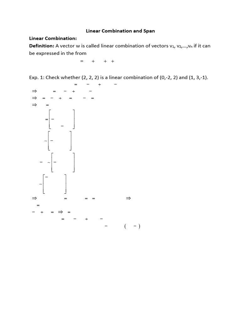 6 Linear Combination Span | PDF | Vector Space | Linear Subspace