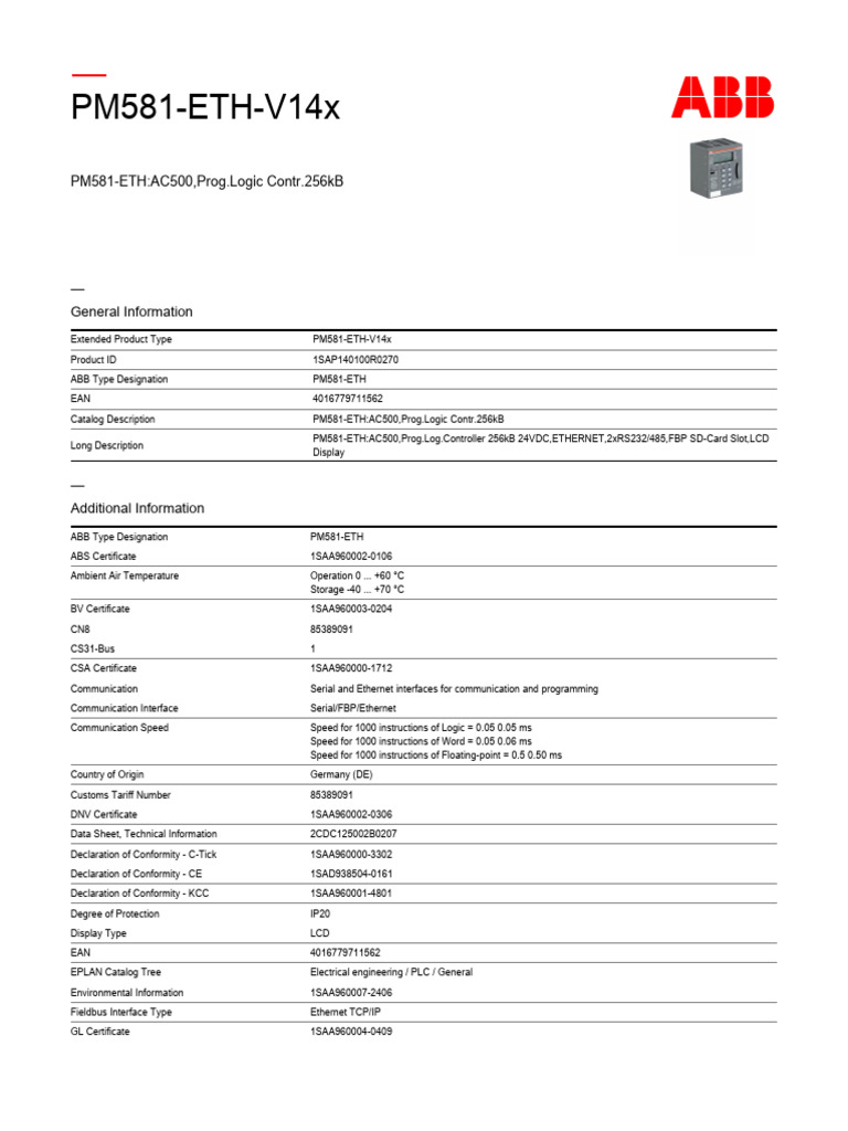 PM581 ETH V14x | PDF | Programmable Logic Controller | Computing