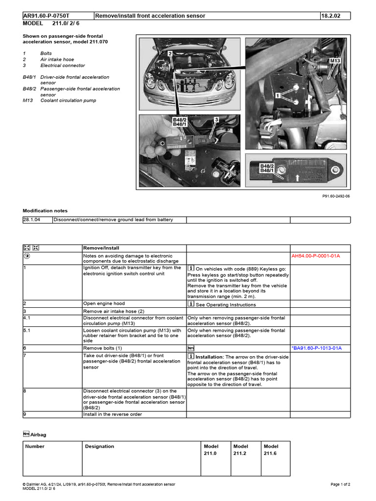 Front Acceleration Sensor Installation Guide | PDF | Motor Vehicle | Car