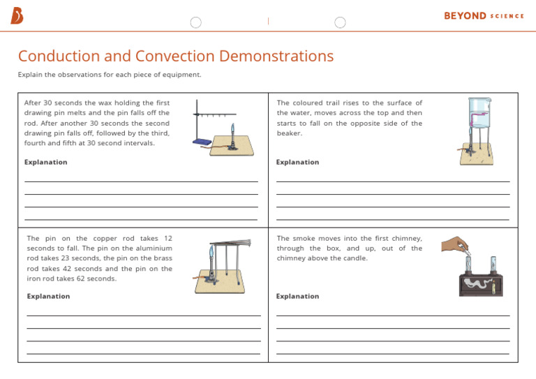Conduction and Convection Demonstration Explanation Sheet | PDF