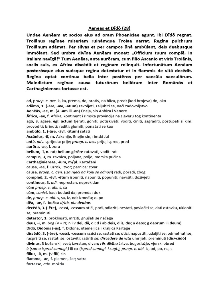 Aeneas Et Dido Verba | PDF