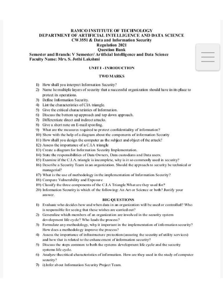 DIS Questions Bank | PDF