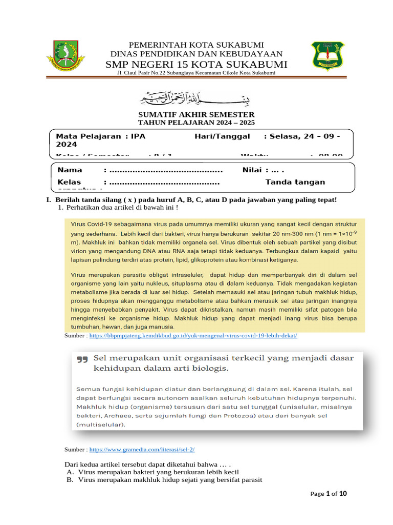 Ipa STS 2425 Kelas 8 Kunci Jawaban | PDF