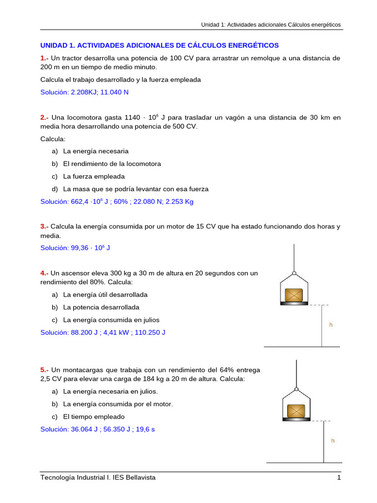 Unidad 1 Ejercicios Adicionales | PDF | Agua | Fuerza