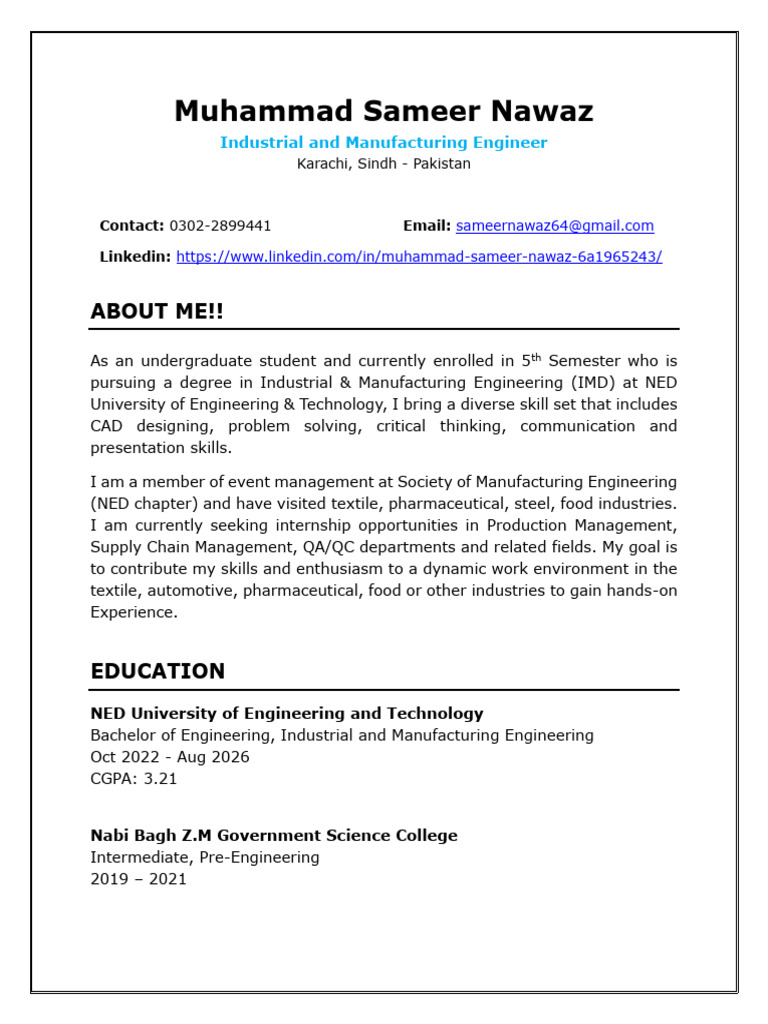 Sameer Nawaz CV | PDF