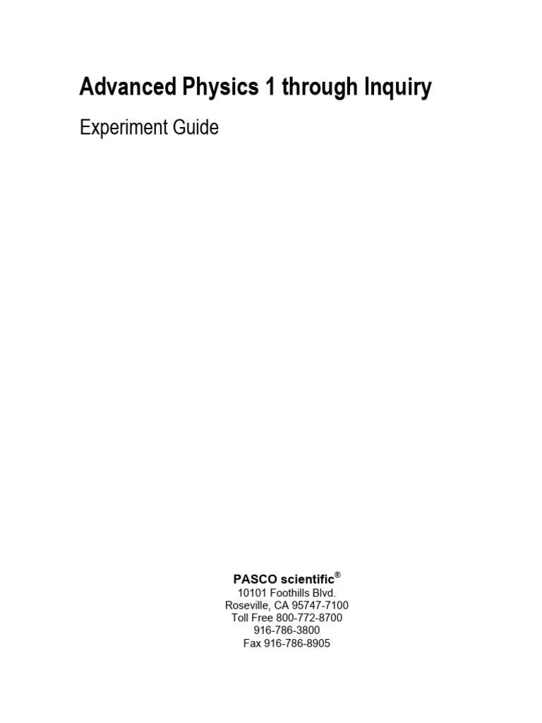 Pasco Experements PS 2848 Advanced Physics Through Inquiry 1 | PDF | Force | Rotation Around A ...