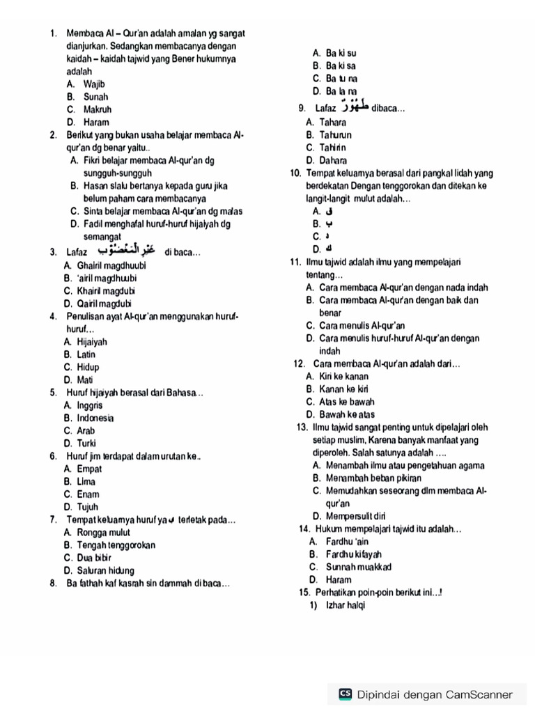 Soal BTQ Kelas 7 | PDF