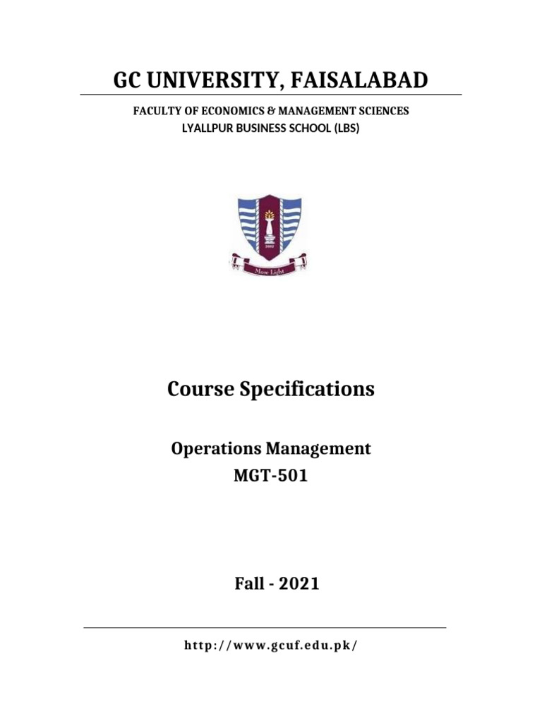 Course Outline Operations Management | PDF | Operations Management ...