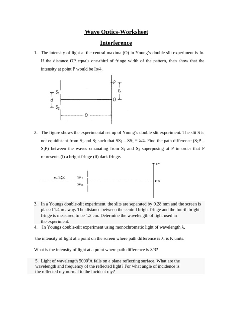 Young's Double Slit Experiment Analysis | PDF | Diffraction | Wavelength