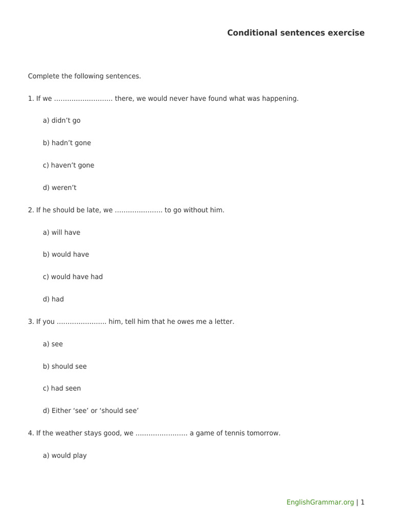 Conditional Sentences Exercise | PDF