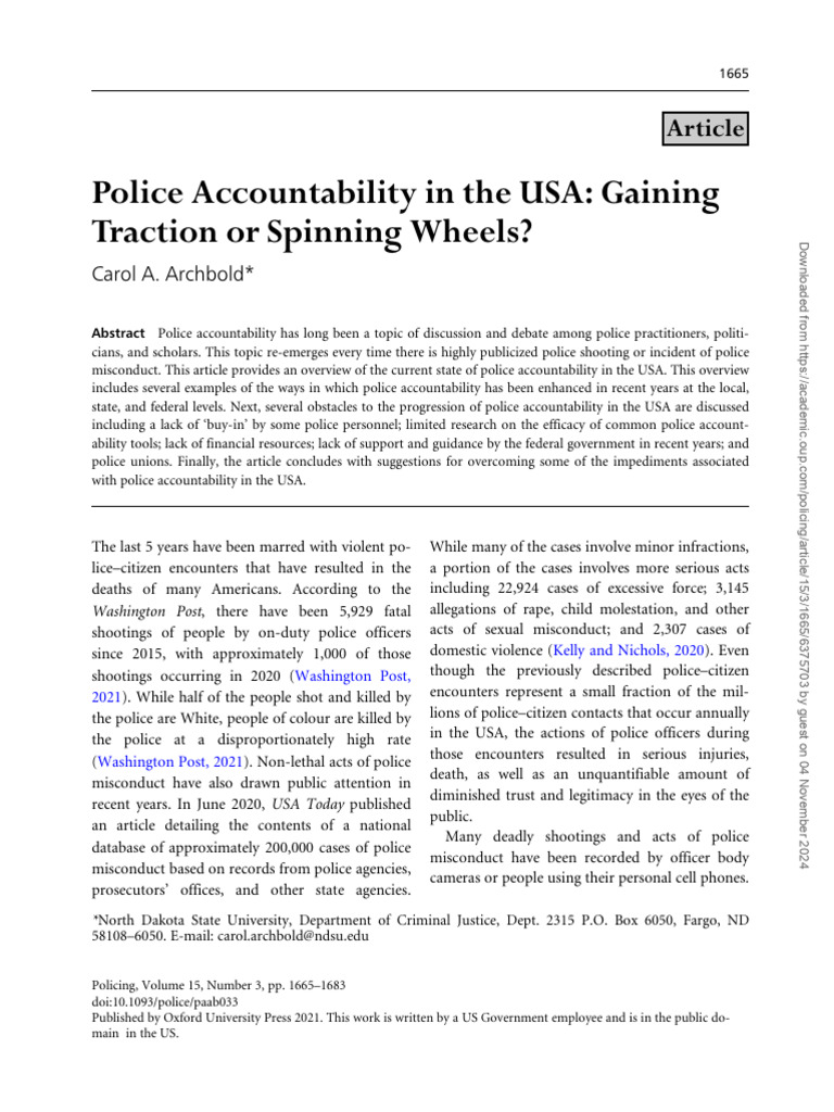 Police Accountability Trends in the USA | PDF | Police | Accountability