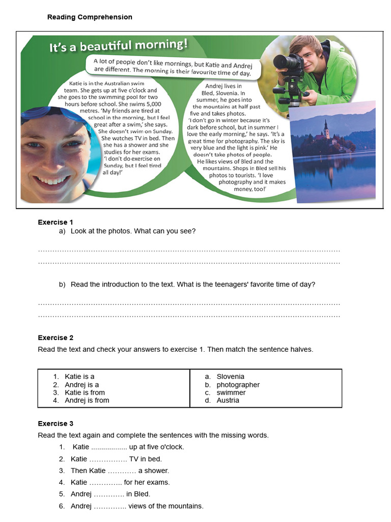 It's A Beautiful Morning - Reading Comprehension | PDF | Language Arts ...