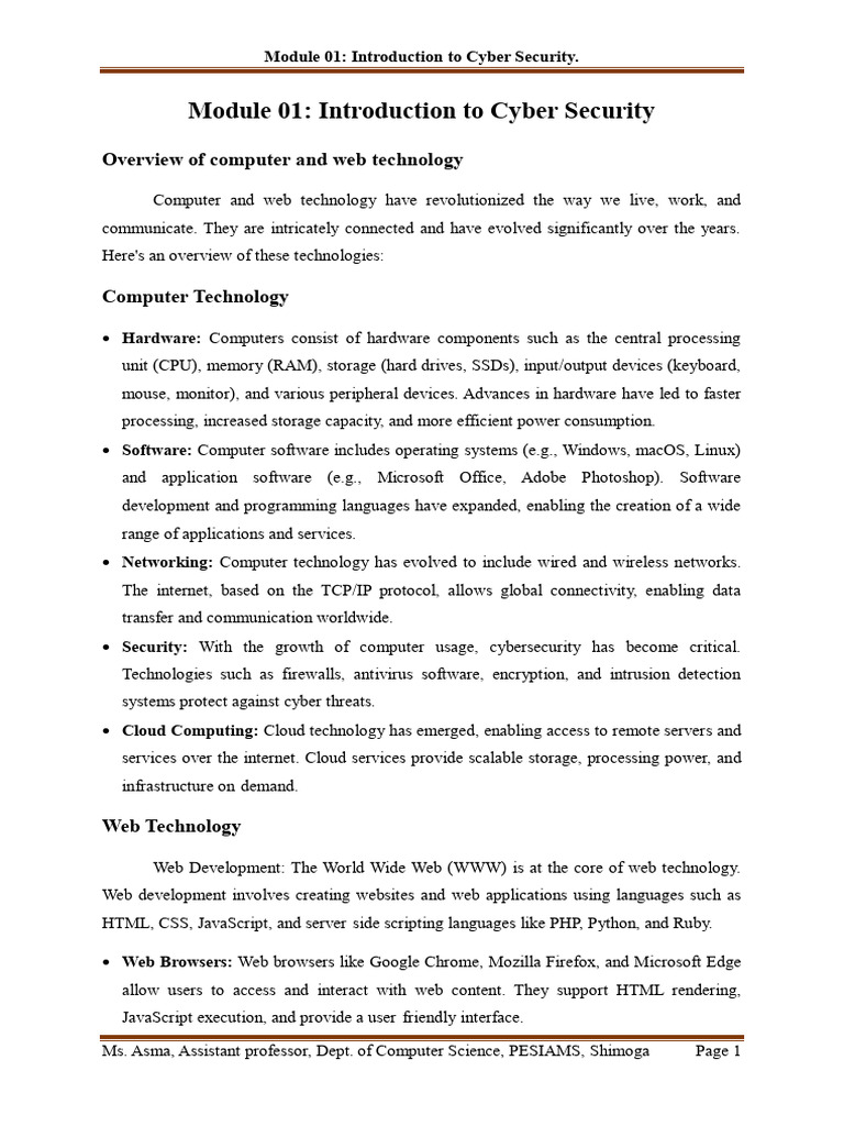 Module01-Cyber Security | PDF | World Wide Web | Internet & Web