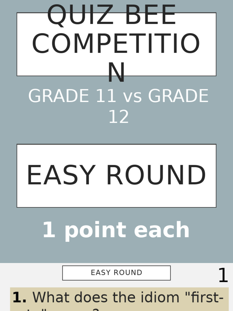 Quiz Bee - G11 Vs G12 | PDF | Grammatical Number | Linguistic Typology