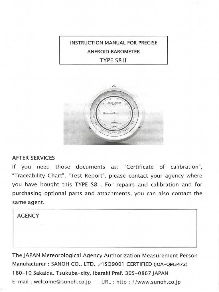 Aneroid Barometer Type S8 II | PDF