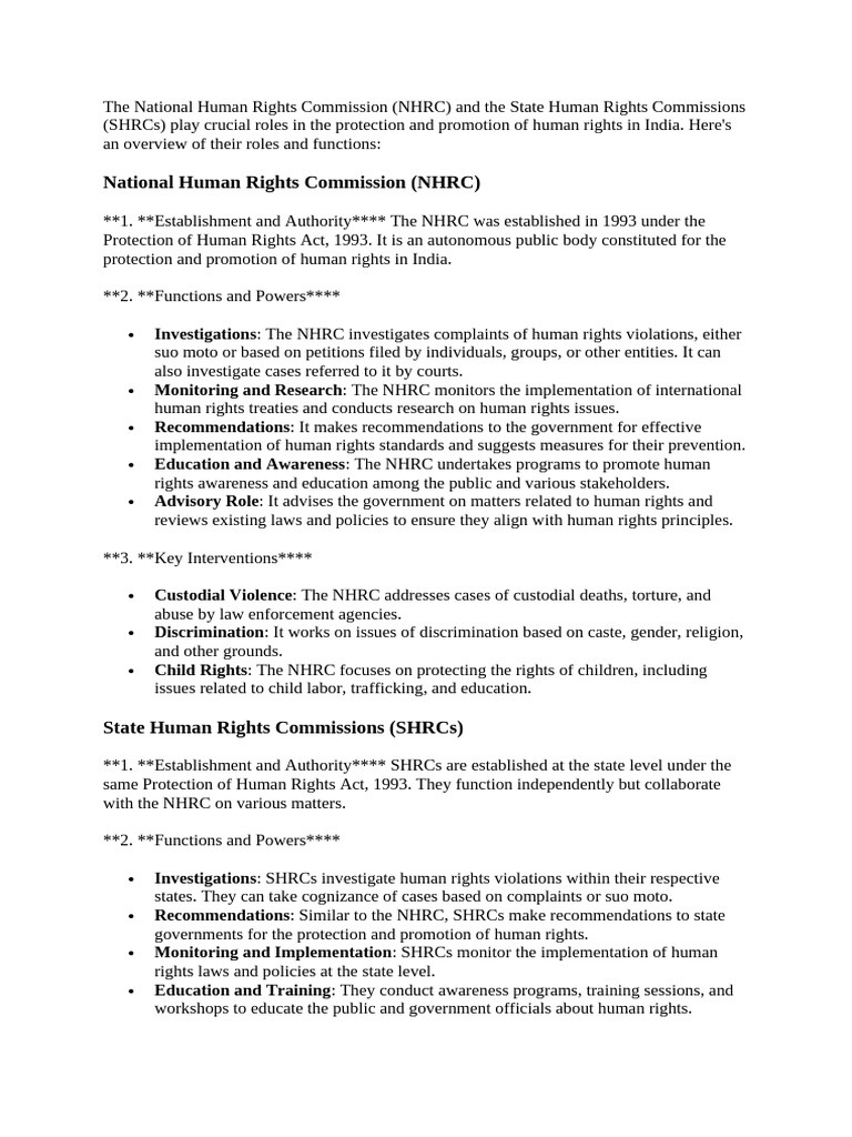 The National Human Rights Commission | PDF | Human Rights | Children's ...