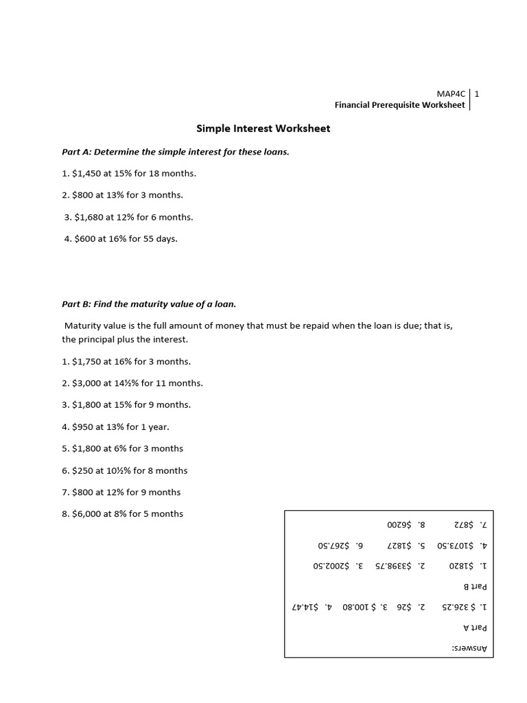 MAP Unit 6 Worksheets | PDF | Interest | Present Value