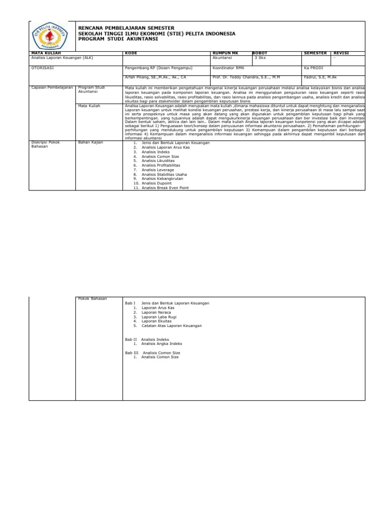 RPS Alk | PDF | Bisnis | Pengelolaan Keuangan & Uang