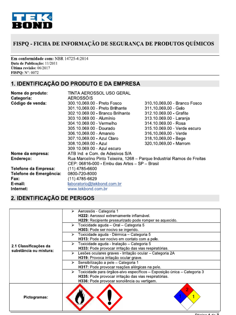 Fispq - Tinta Aerosol - Tek Bond | PDF