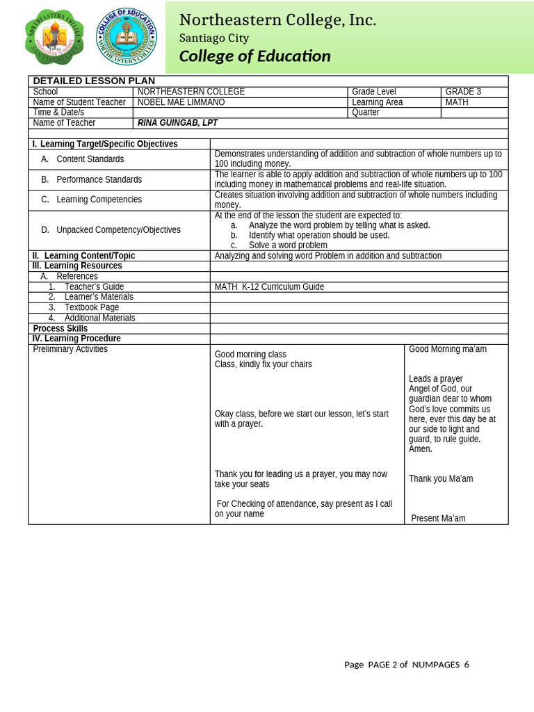 DLP- MATH | PDF | Learning | Teachers