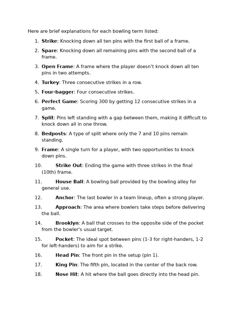 Bowling Terms | PDF