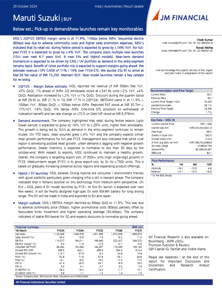 JM Financial Institutional Securities Limited MSIL@IN Maruti Suzuki ...