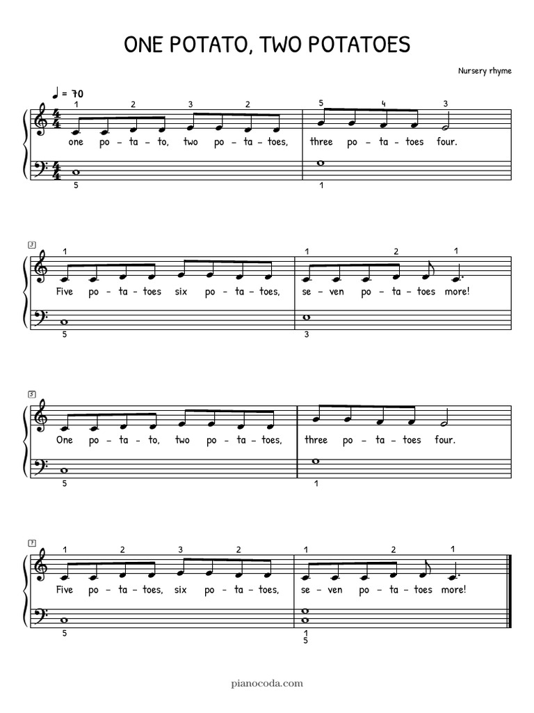 One Potato, Two Potatoes Rhyme | PDF