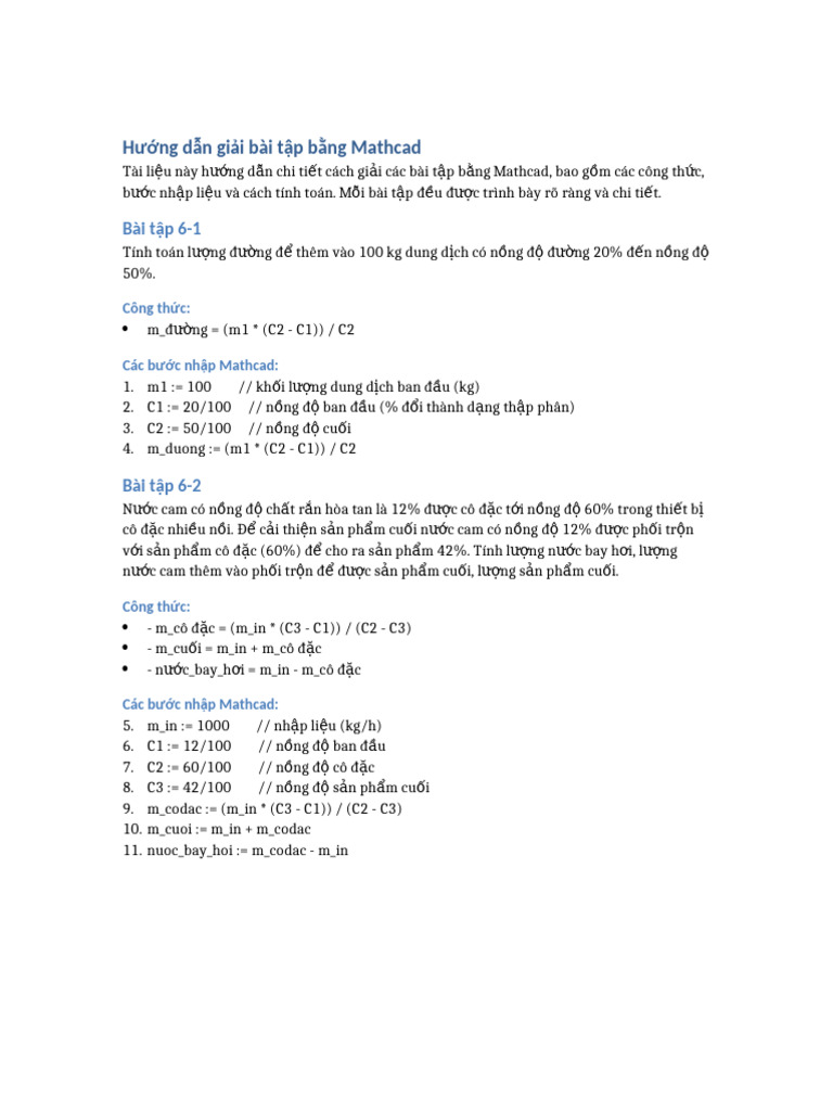 Huong Dan Giai Bai Tap Mathcad | PDF
