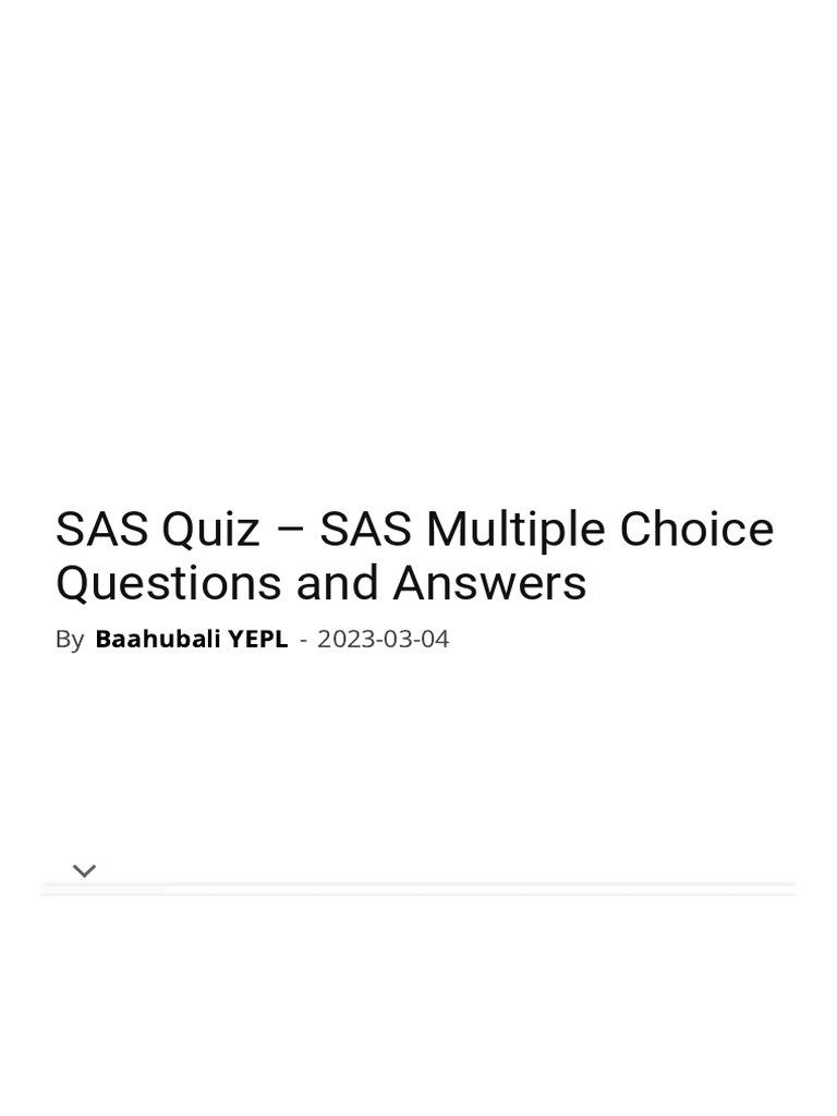 SAS Quiz - SAS Multiple Choice Questions and Answers | PDF | Sas ...