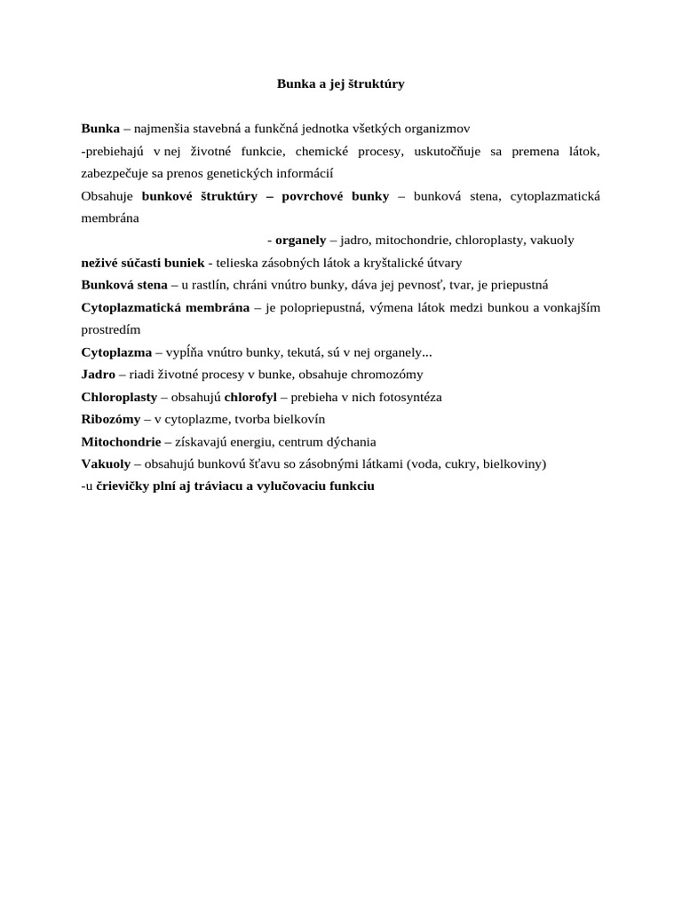 Bunka A Jej Štruktúry | PDF