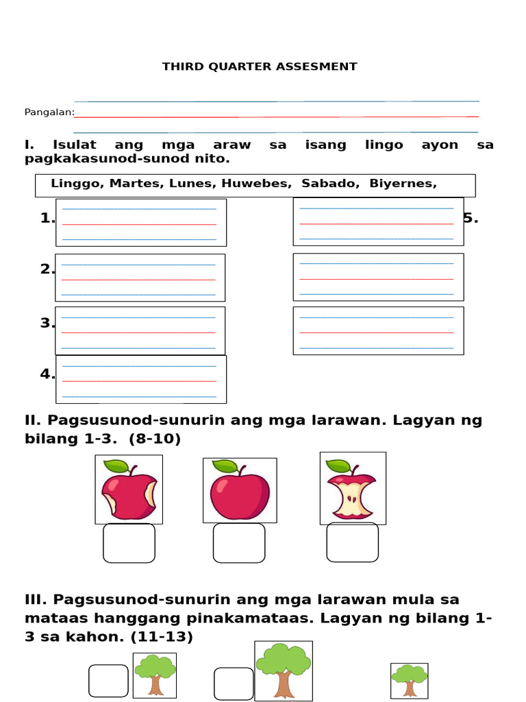 Kinder-Assessment - Q3 | PDF