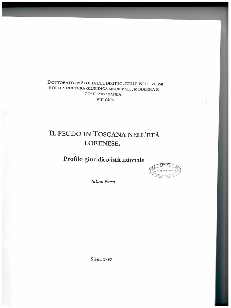 Il Feudo in Toscana (Seconda Parte) | PDF