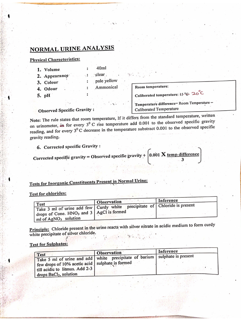 Normal Urine Analysis - Inorganic Constituents | PDF