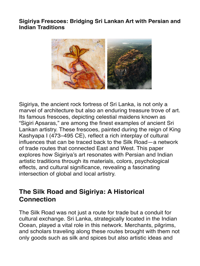 Sigiriya Frescoes: A Cultural Synthesis | PDF | Paintings | Color