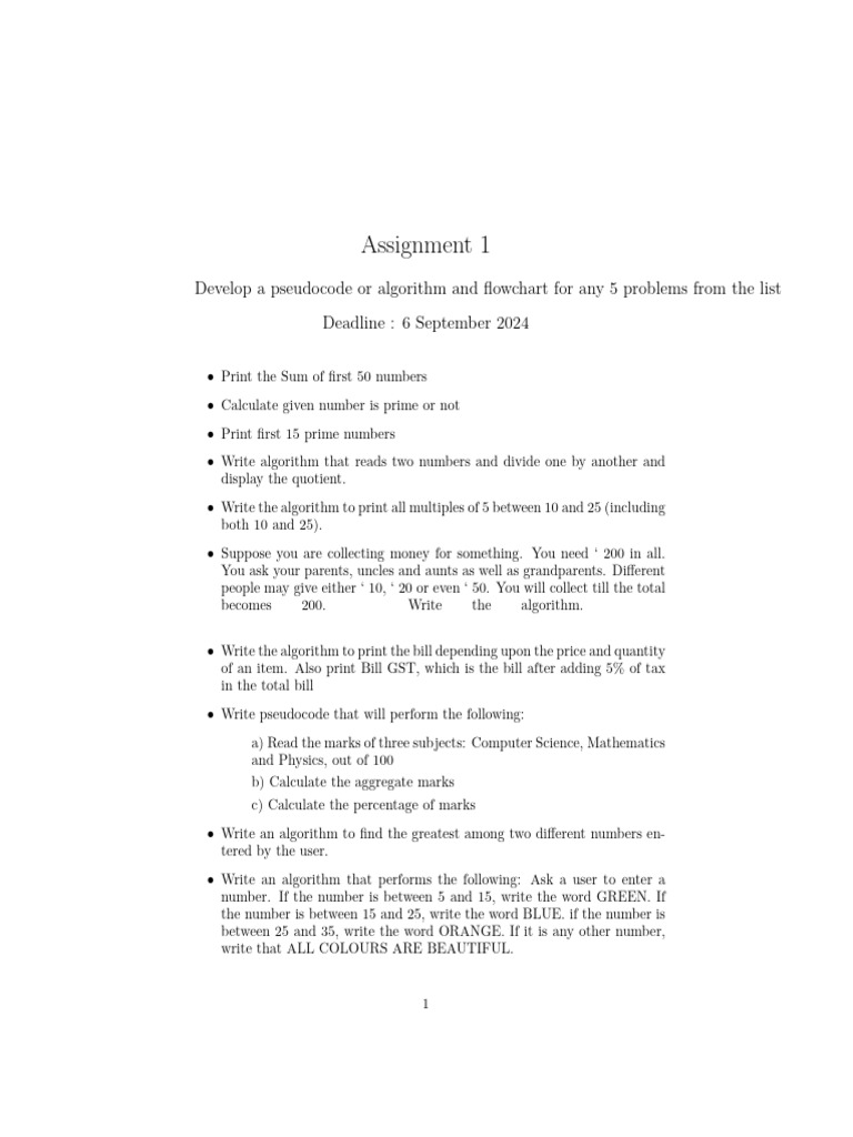 Assignment | PDF | Algorithms | Numbers