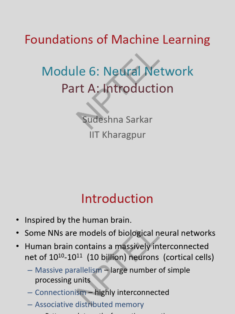 Foundations of Machine Learning: Module 6: Neural Network | PDF | Artificial Neural Network ...